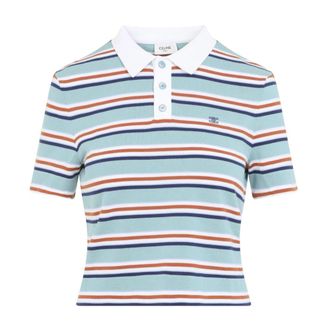 Celine Polo-Pullover aus gestreifter Baumwolle - - Tops - Damen - Blau - XS