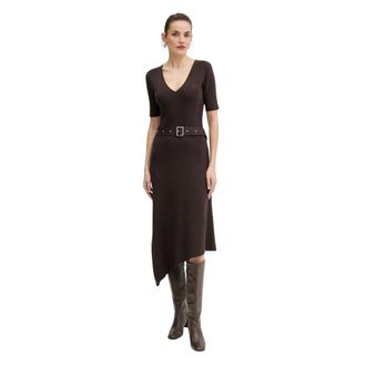 Karl Lagerfeld Femme, Robes, Brun, Taille: 36 FR Robe Mi-longue