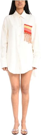 Laneus Femme, Robes, Beige, Taille: 40 FR Chemise &agrave; Poches Frang&eacute;es