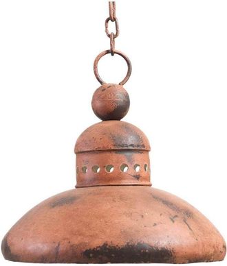 Biscottini International Biscottini - Lustre suspendu du dessin industriel, fait en fer, finition orange patin&eacute;e L29xPR29 xPR35 cm non &eacute;lectrifi&eacute;