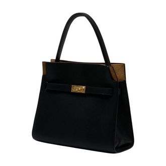 Tory Burch Calfskin Leather Top Handle Bag - Black