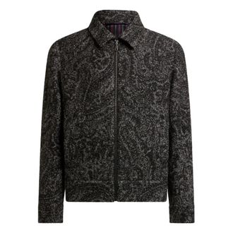 Etro Blouson Bomber Jacquard en Laine M&eacute;lang&eacute;e - Homme - Vestes - Gris - Taille: M