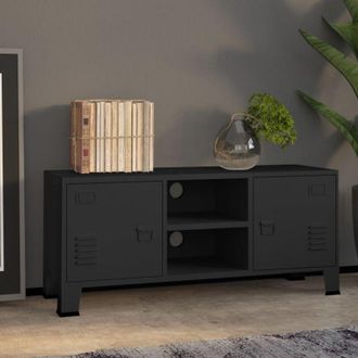 vidaXL Meuble TV industriel Noir 105x35x42 cm M&eacute;tal