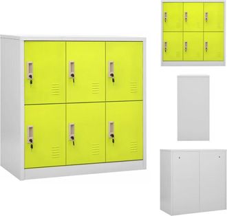 vidaXL Schlie&szlig;fachschrank Hellgrau und Gr&uuml;n 90x45x92,5 cm Stahl - Schliessfachschrank - Metallschrank - B&uuml;robedarf - Aufbewahrungsbox - Garderobe