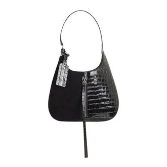 John Richmond Sac Bandouli&egrave;re Bi-Mati&egrave;re Imprim&eacute; Crocodile - Femme - Sacs - Noir - Taille: ONE Size