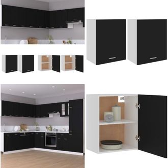 vidaXL Armoires suspendues 2 pcs Noir 50x31x60 cm Bois ding&eacute;nierie - Armoires Suspendues - Meuble De Cuisine - Rangements Cuisine - Armoire Noire - Armoire