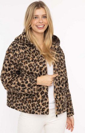 Zwillingsherz Kurzjacke Fur Kapuze, Reißverschluss, Seitliche Taschen