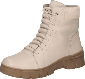 Caprice Damen Stiefeletten zum Schnüren aus Leder Wasserabweisend, Beige (Beige Nappa), 39 EU