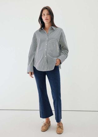 Mango Flare-Umstandsjeans in Cropped-L&auml;nge dunkelblau - Damen - 34 - MANGO