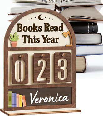 Generic Lesetracker-Schild - Dekorative Holzregal-Dekoration, B&uuml;cherregal Aus Holz, Bibliotheksdekoration Leseliste | 17,7 X 15,2 cm Lese-Tracker F&uuml;r Leseecke