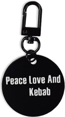 Generic Peace Love And Kebab Funny Food Devise hilarante, porte-cl&eacute;s, avec mousqueton, &eacute;tiquette didentit&eacute;, cercle, &eacute;pingle, Noir, taille unique