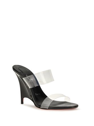 Christian Louboutin Womens Solo Zee Mules Black-Lin Black Pumps Black/lin Sandal