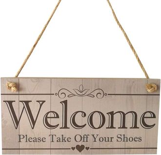 Milisten Willkommen Holzschild Dekorativer Hängender Türschild aus Hochwertigem Holz für Heim und Schlafzimmer Verarbeitung Perfektes Willkommensschild für Fam