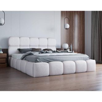 Best Mobilier Mariposa - lit coffre - 180x200 cm - sommier inclus - en velours - beige