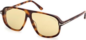 Tom Ford FT1208 GUILLAUME Lunettes de soleil, Havana/Jaune, 61 mm