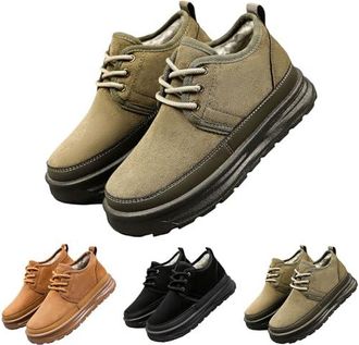 Generic Chaussures dhiver &agrave; lacets pour homme - &Eacute;paisses - Chaudes - En daim - Confortables - Pour temps froid - Antid&eacute;rapantes - L&eacute;g&egrave;res, Vert, 38 2/3 EU