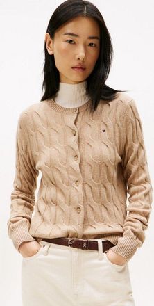 Tommy Hilfiger Strickjacke SOFT WOOL CABLE C-NK LS CARDIGAN mit Zopfmuster, aus reiner Wolle
