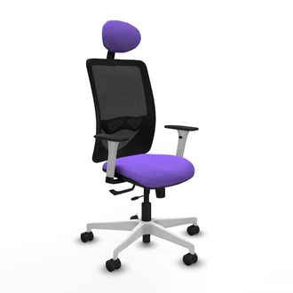 Piqueras y Crespo Kundenbetreuungsstuhl Zulema mit wei&szlig;en und schwarzen Armlehnen, h&ouml;henverstellbarer Lendenwirbelst&uuml;tze und festem Kopfteil, Schwarz/Lila