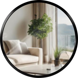 Clp Wandspiegel Elsie I Runder Spiegel in unterschiedlichen Gr&ouml;&szlig;en I Rahmentiefe 3 cm, ideal f&uuml;r Wohnzimmer, Schlafzimmer oder Bad, Farbe:schwarz, Gr&ouml;&szlig;e:S