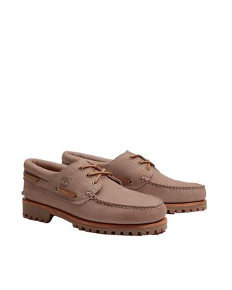 Timberland Unisex Boat Shoe Lake House 3-Eye Lug Light Purple Nubuck Leather Loafers