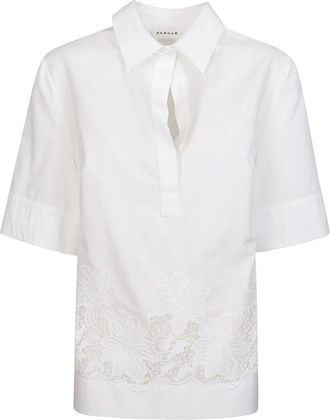 P.A.R.O.S.H. P.a.r.o.s.h., Femme, Blouses et Chemises, Blanc, Taille: 36 FR Chemise Florale Brod&eacute;e