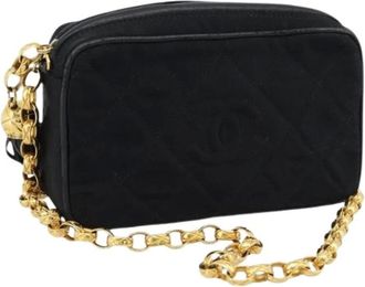 Chanel Sac bandouli&egrave;re vintage en satin doccasion - Femme - Pre-owned - Noir - Taille: ONE Size