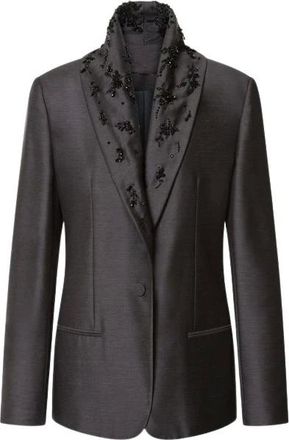 Alberta Ferretti Femme, Vestes, Gris, Taille: 36 FR Veste de tailleur en laine et soie perl&eacute;e