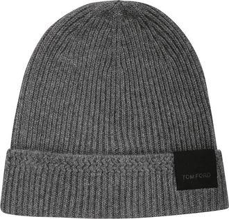 Tom Ford Caps & Mützen - Classic Beanie With Logo Patch - Gr. L - in Grau - für Damen