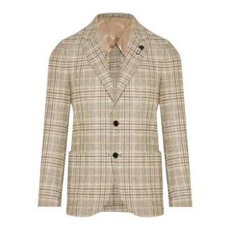 Lardini Kariertes Zwei-Knopf-Blazer - - Suits - Herren - Braun - XL