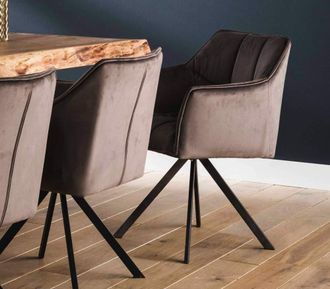 Beauty.Scouts Drehsessel Bly 2xStuhl gepolstert Stahlgestell trendig mit Arm- & Rückenlehne Polsterstuhl Polsterstühle Esszimmerstühle Wohnen Größe Anthrazit Velvet