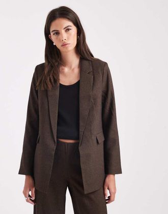 Vero Moda Eleganter Oversize-Blazer in schokobrauner Tweed-Optik, Kombiteil-Brown