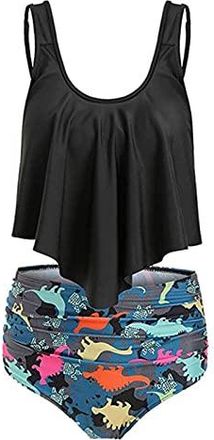 Generic Maillot de corps pour homme - Col en V - Maillot de bain bikini pour femme - Imprim&eacute; dinosaure - Couvre le ventre, Noir, XXL