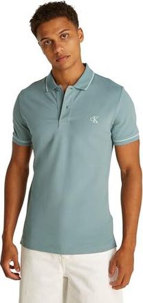 Calvin Klein Polo Manches Courtes Homme Tipping Slim Fit, Turquoise (Trooper), M