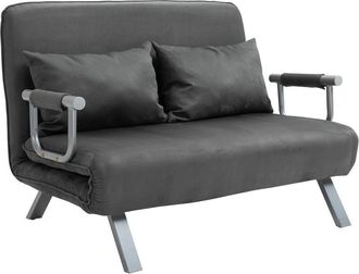 HOMCOM Homcom - Schlafsofa Schlafcouch mit Verstellbarer R&uuml;ckenlehne, Wurfkissen, Sofa mit Schlaffunktion, Samtoptik, Armlehne, G&auml;stebett, Klappsessel f&uuml;r