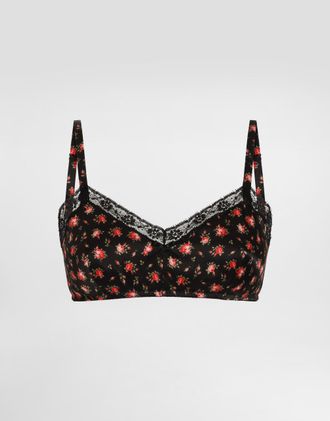 Dolce & Gabbana Bh Aus Seide Und Spitze Mit R&ouml;schen-print - Frau Unterw&auml;sche Mehrfarbig 4