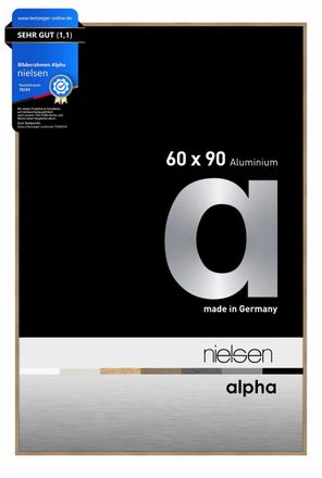 Nielsen Design Bilderrahmen, 60 x 90 cm, Aluminium, Eiche, Posterrahmen zum Aufh&auml;ngen im Hoch- & Querformat, Echtglas, Alpha