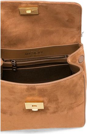 Dolce & Gabbana Calf Suede Top Handle Bag - Brown