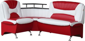 Rodnik Eckbank Arabika Essecke gepolstert Sitzbank in Rot-Wei&szlig; Kunstleder mit Ablage Stauraum
