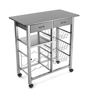 VERSA Leicester Chariot de Cuisine avec Roues, tiroirs et Porte-Bouteilles, Rangement de Cuisine, Stockage de Cuisine, Dimensions (H x l x L) 82 x 40 x 76 c