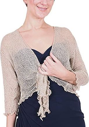 Mimosa Boléro au crochet pour femme à paillettes ou uni en dentelle super extensible avec filet de poisson à nouer à la taille Boléro Cardigan ouvert pour UK