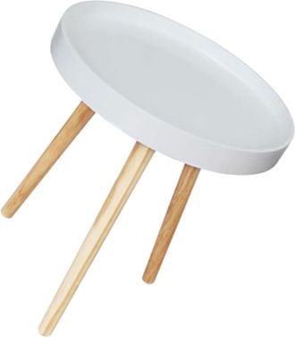 Happyyami Kleiner Runder Beistelltisch im Nordischen Stil Minimalistischer Nachttisch f&uuml;r Wohnzimmer Balkon und Schlafzimmer Einfacher Aufbau Pflegeleicht Wei&szlig; 