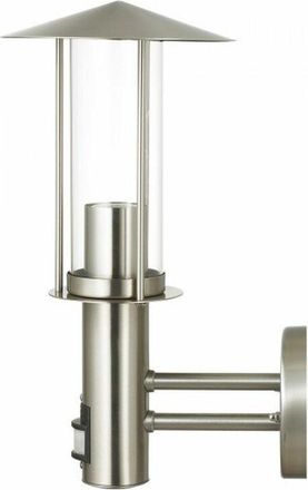 Licht-Erlebnisse Wandleuchte au&szlig;en E27 IP44 Bewegungssensor Silber Terrasse Hof Glas Edelstahl