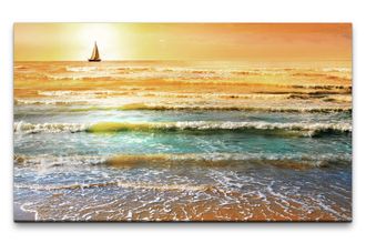 Paul Sinus Art Bilder XXL Meer mit Wellen 120x70cm Wandbild auf Leinwand