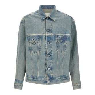 Maison Margiela Homme, Vestes, Bleu, Taille: L Veste en jean &agrave; bandes