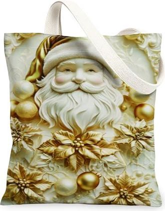 Generic Sacs fourre-tout en toile avec motif floral dor&eacute; - R&eacute;utilisables - L&eacute;gers et lavables - Pour les vacances, dor&eacute;, 13x15 Inch