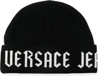 Versace Jeans Couture M&uuml;tze mit Logo-Jacquardmuster - Schwarz
