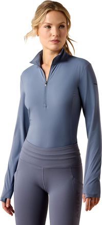 Ariat Womens SolVeil 1/2 Zip Baselayer Top Long Sleeve in Grisaille, Size 2X-Small, by Ariat