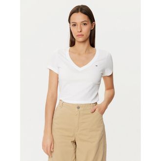 Tommy Jeans T-Shirt DW0DW20458 Wei&szlig; Slim Fit