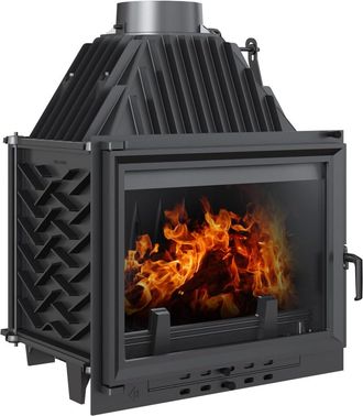 Kratki Zuzia Eco Holzkamin Kamineinsatz mit Lufteinsatz Niedrigere C02-Emission BImSchV 2-konform 12 kW Thermischer Wirkungsgrad 81% Stahl und Gusseisen Kami