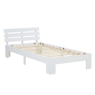 Homestyle4u Bett 90x200 mit Lattenrost Wei&szlig; Einzelbett Holzbett 90x200 Kiefer Jugendbett Kinderbett G&auml;stebett Bettgestell Massivholz | Artikel 2190